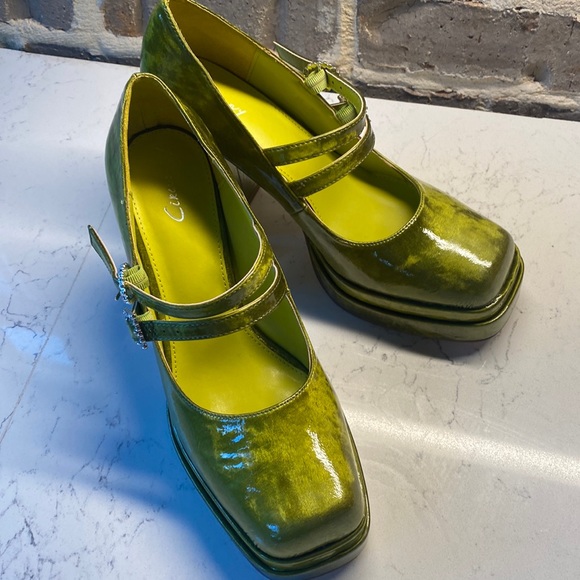 Circus.NY | Shoes | Chartreuse Mary Jane Shoes With Two Buckle Strapnew ...